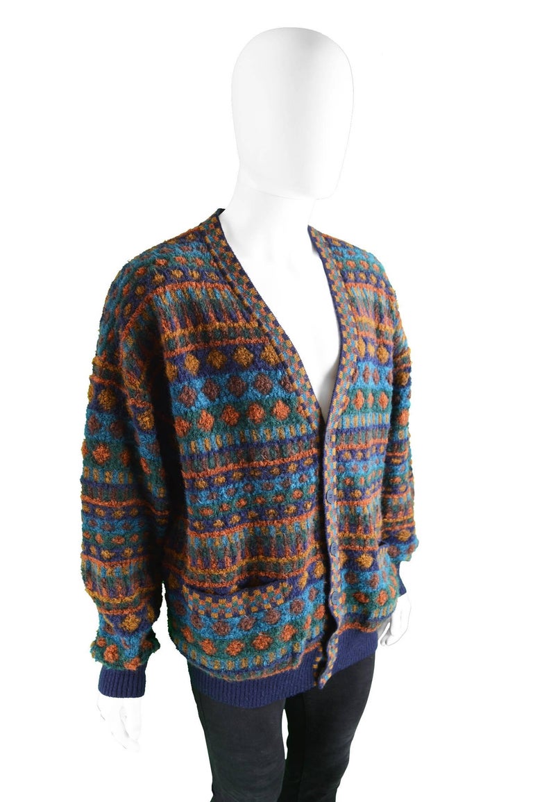 Missoni Mens Textured Italian Wool Vintage Cardigan Sweater, 1990s at ...