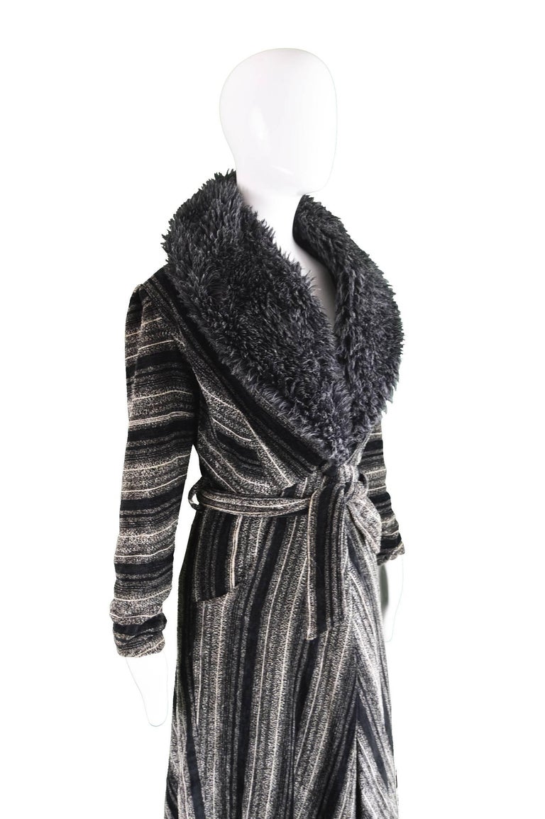 Aristos of London Vintage Chenille Coat with Big Faux Fur Collar, 1970s ...