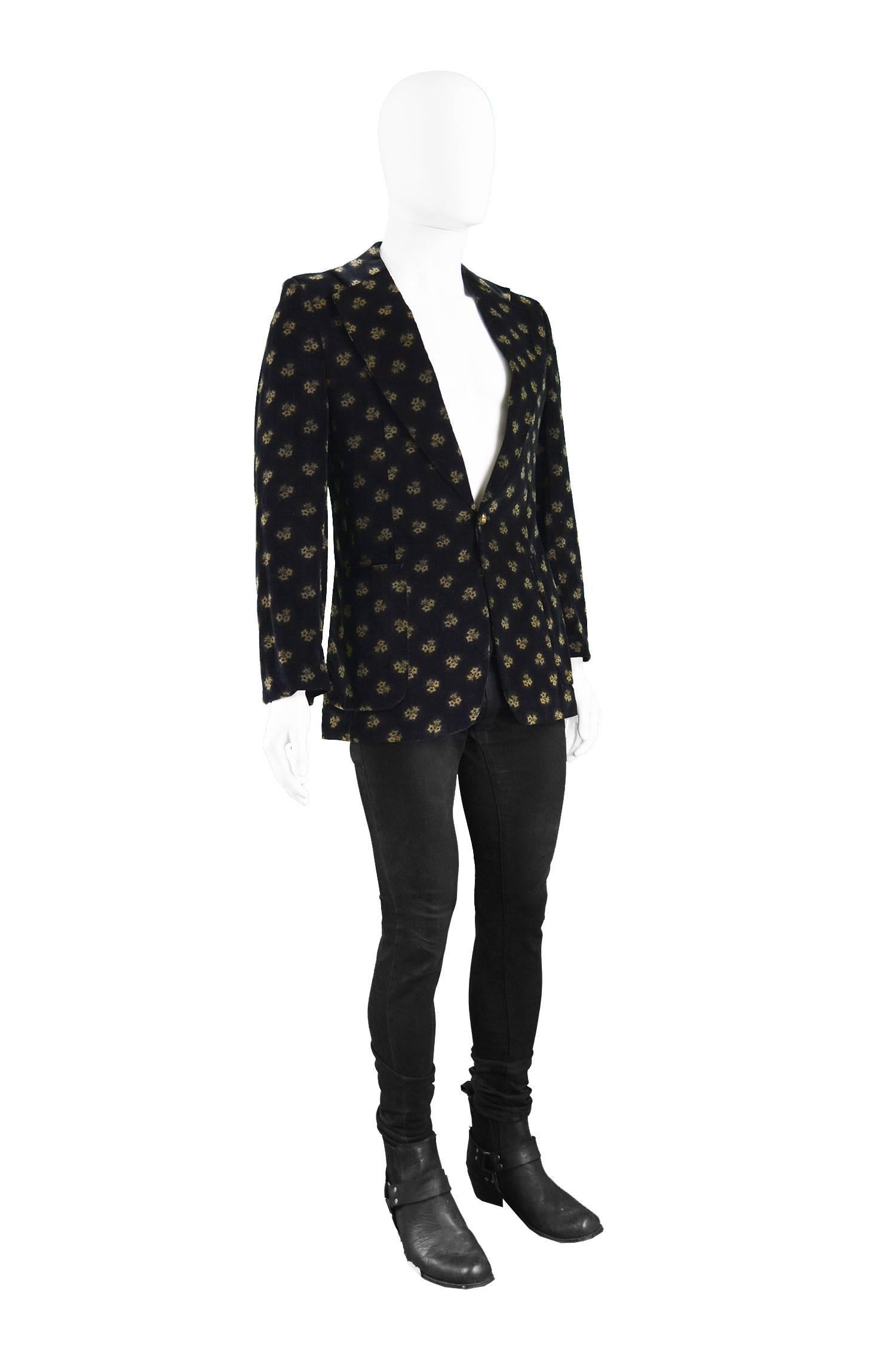 Harold Tillman Men's Vintage Black Velvet Floral Print Dinner Jacket ...