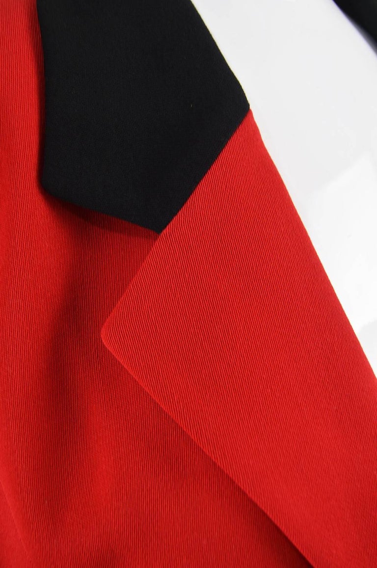 Celine Vintage Red and Black Pure Wool Riding Style Blazer Jacket ...