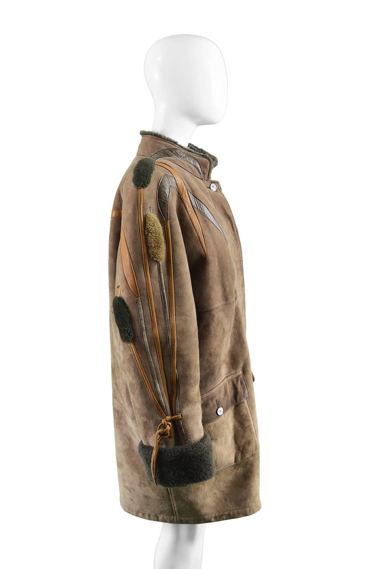 JC de Castelbajac Vintage Women's Oversized Suede Trim Sheepskin Coat ...