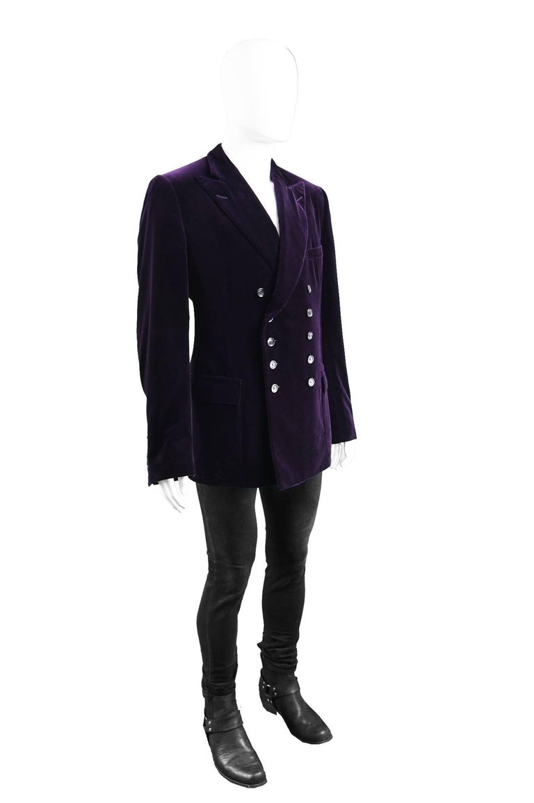 Gucci Men's Dark Purple Velvet Double Breasted Peaked Lapels Dinner ...