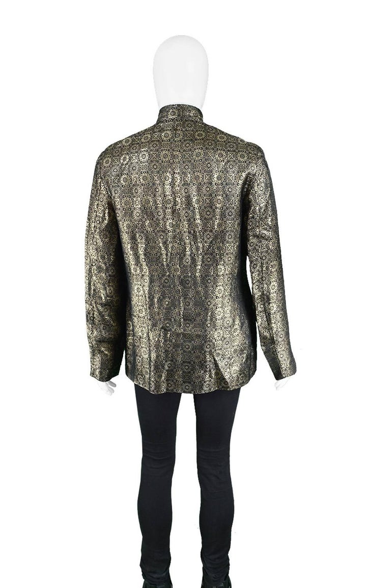 Men's Vintage Metallic Gold Brocade Nehru Collar Mod Jacket, 1960s For ...