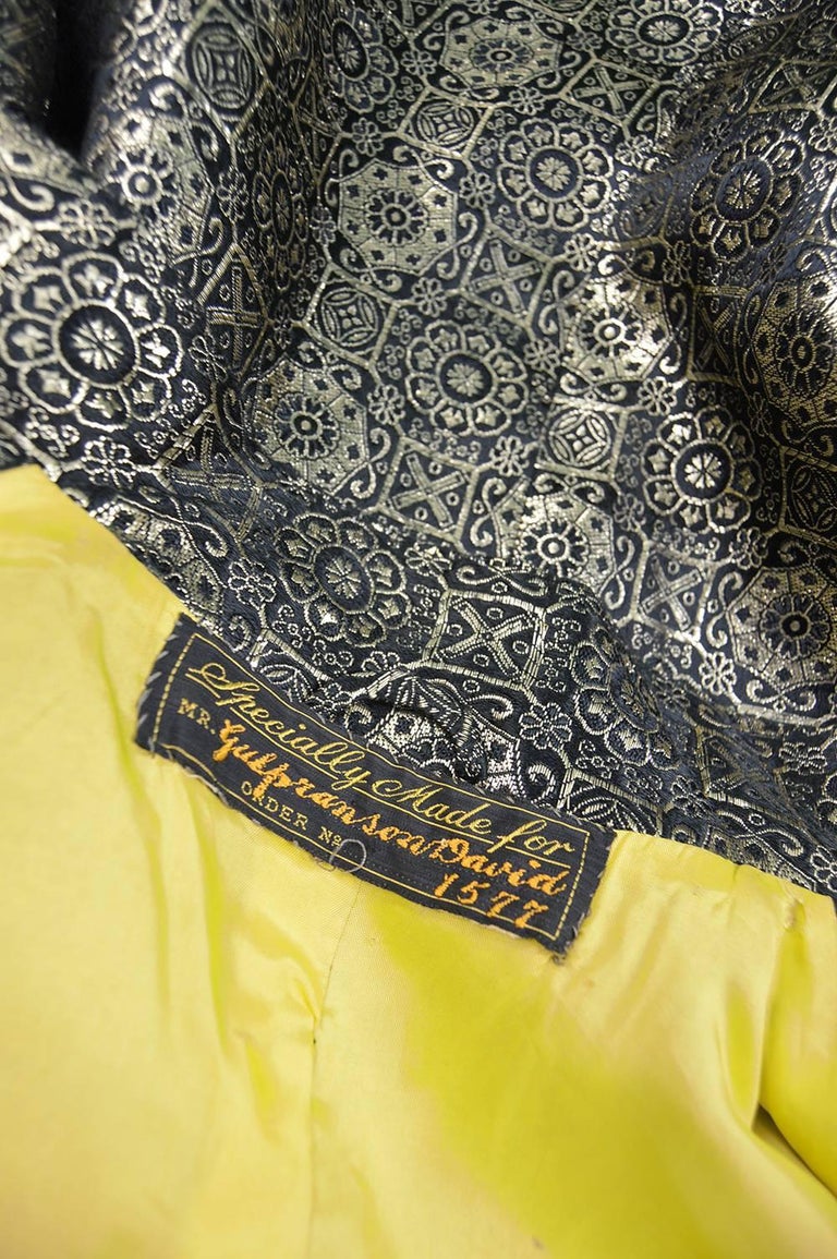 Men's Vintage Metallic Gold Brocade Nehru Collar Mod Jacket, 1960s For ...