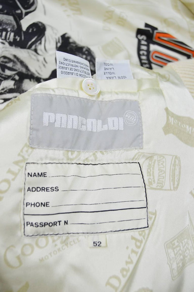 Pancaldi Vintage Men's Sheepskin Shearling and Wool Cable Knit Jacket ...