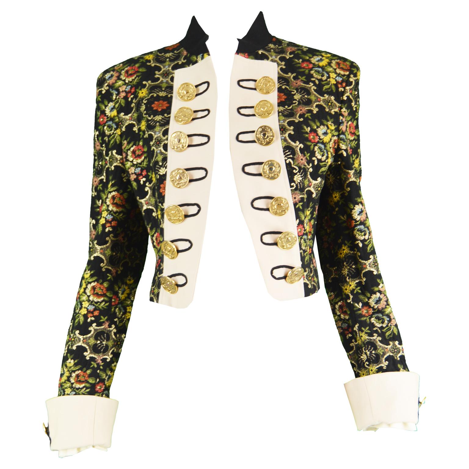 Moschino Vintage Floral Tapestry Brocade Rococo Style Women's Jacket ...