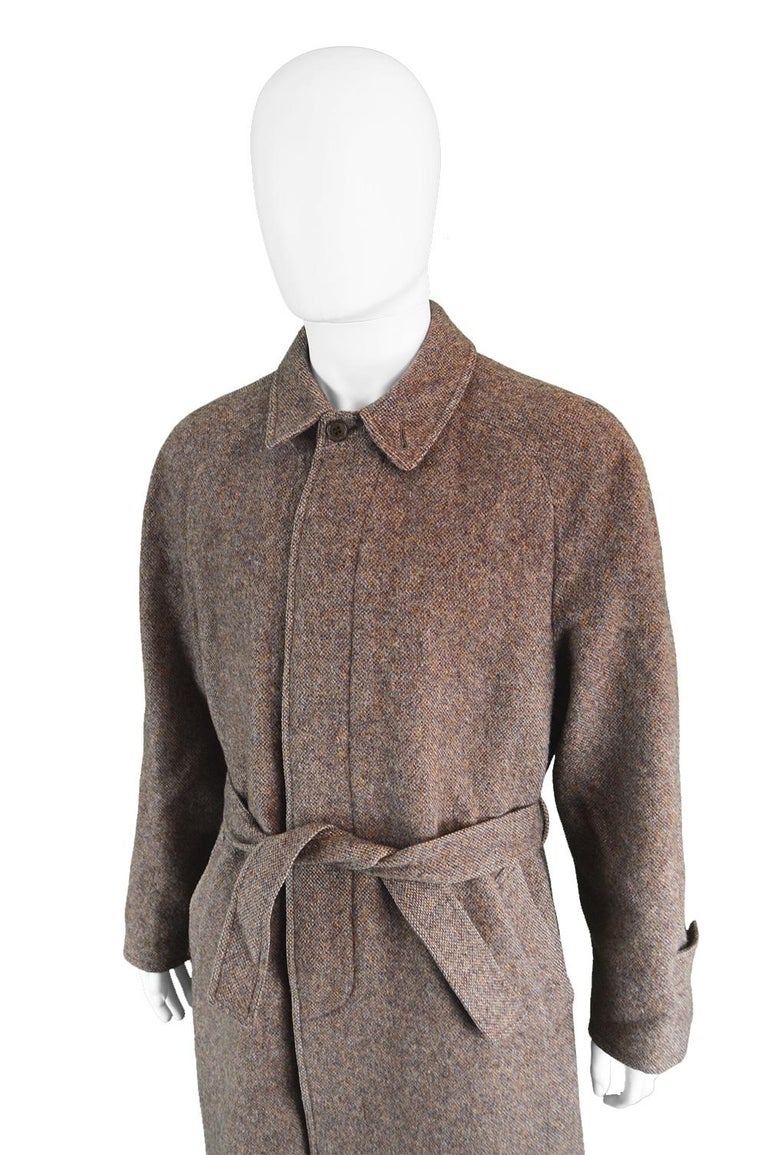 Louis Feraud Men''s Vintage Brown Italian Wool Tweed Fly Front Overcoat ...