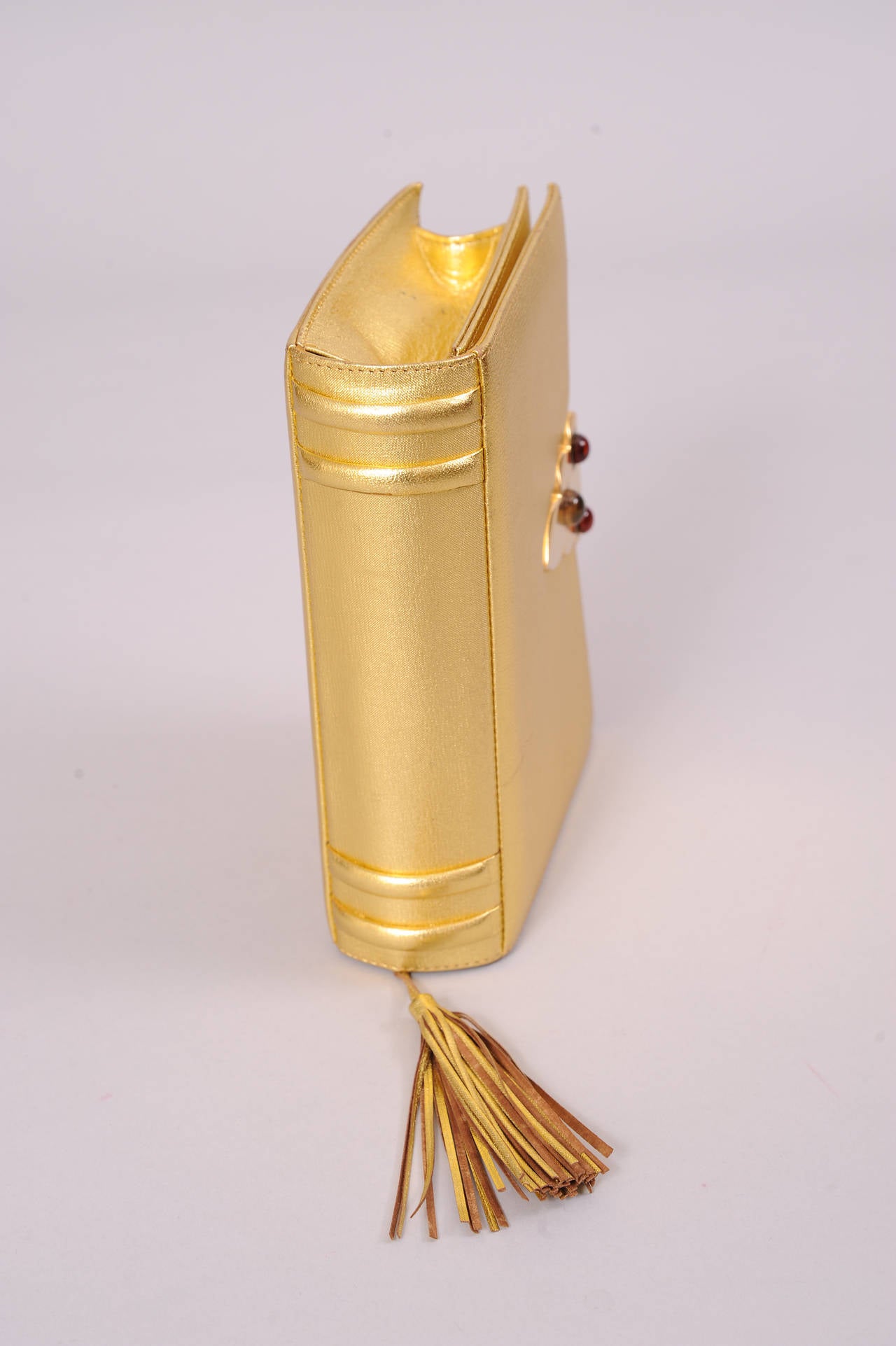 Paloma Picasso Gold Book Bag, Jeweled Clasp at 1stDibs | gold book bags