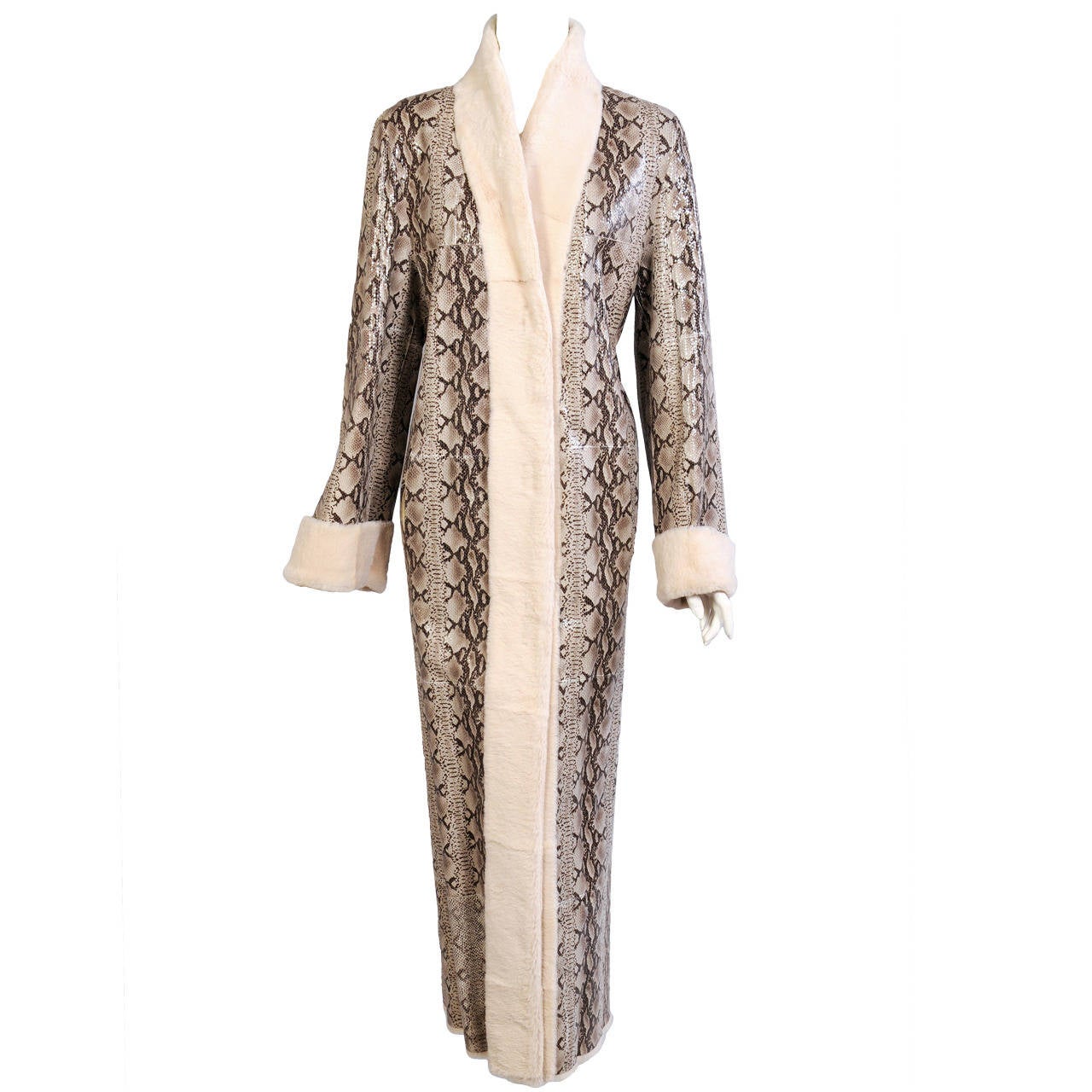 Python and Fur Coat, Giuliano Teso Bergdorf Goodman, Never Worn Large ...