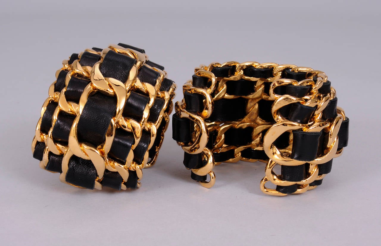 Chanel Haute Couture Leather Laced Cuffs, Runway Worn at 1stDibs