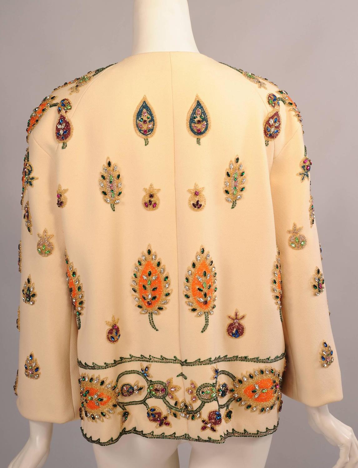 Bob Bugnand Beaded Wool Crepe Evening Jacket For Sale at 1stdibs