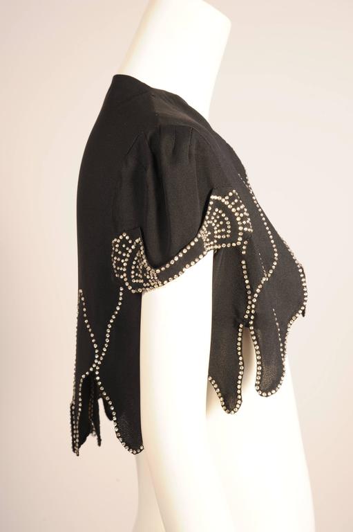 1930's Rhinestone Studded Black Crepe Bolero at 1stDibs