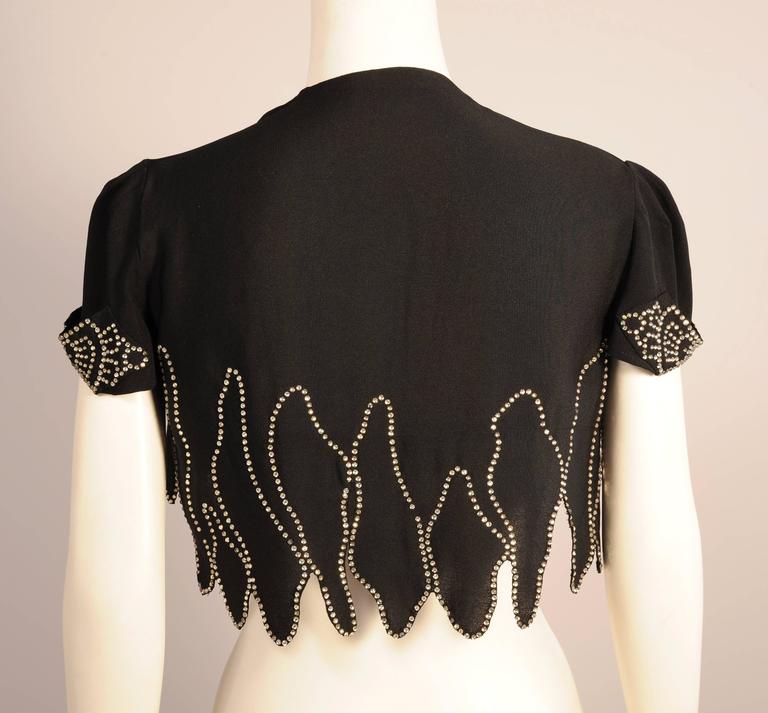 1930's Rhinestone Studded Black Crepe Bolero at 1stDibs