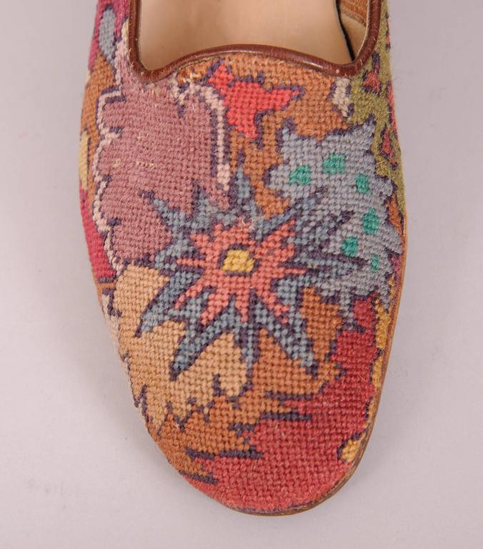 Amazing Gents Handmade Needlepoint Evening Slippers at 1stDibs