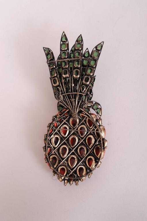 Fanciful Jeweled Large Scale Tropical Pineapple Pin at 1stDibs