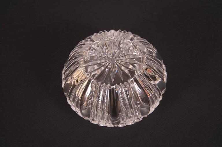 Sterling Silver and Cut Glass Oversized Dresser Jar with Powder Puff ...