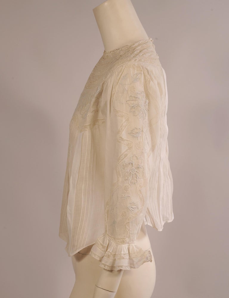 Joseph Enzler Broderie Swiss Handkerchief Linen Blouse with Hand ...