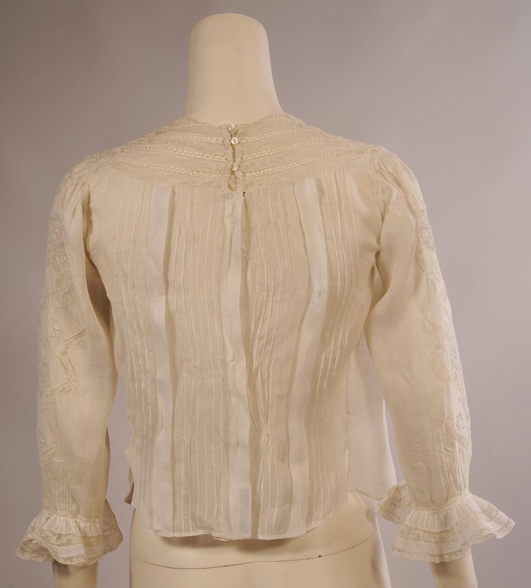 Joseph Enzler Broderie Swiss Handkerchief Linen Blouse with Hand ...
