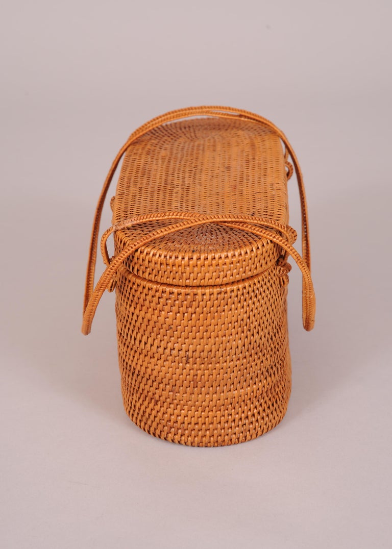 1950's Woven Straw Box Bag at 1stDibs | straw box purse