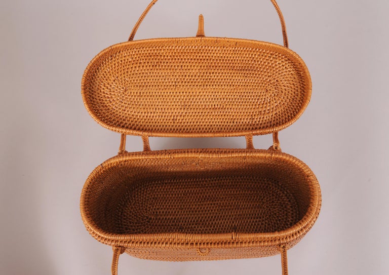 1950's Woven Straw Box Bag at 1stDibs | straw box purse