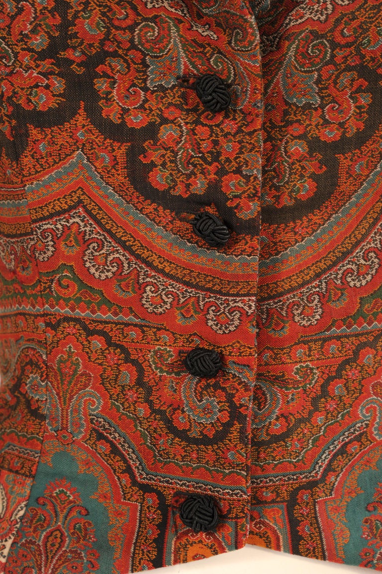 20th Century Scottish Paisley Vest Made from Antique Handwoven Paisley ...