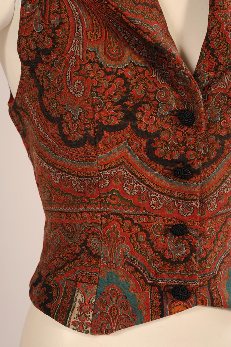 20th Century Scottish Paisley Vest Made from Antique Handwoven Paisley ...