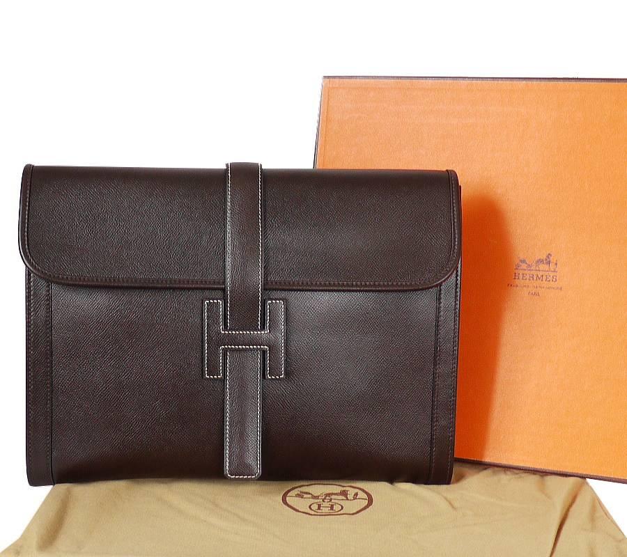 1980s Hermes Couchevel Oversized Jige GM Clutch Bag at 1stDibs