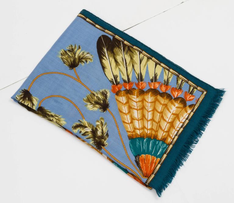 Hermes Brazil Cerulean Shawl For Sale at 1stDibs