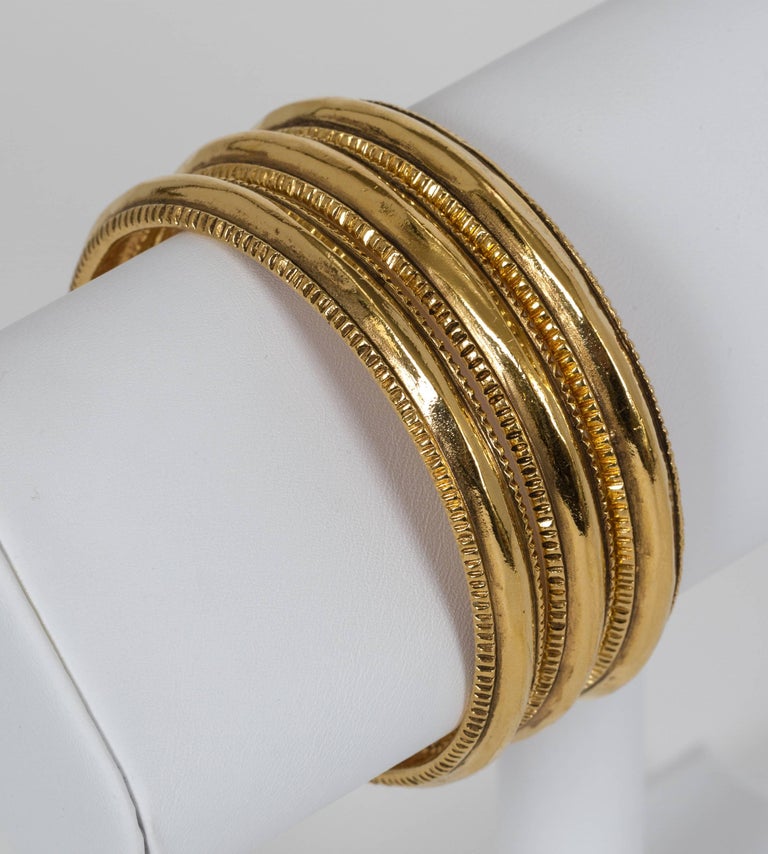 Vintage Chanel Gold Plated Bangle Bracelets - Set of 3 at 1stDibs ...