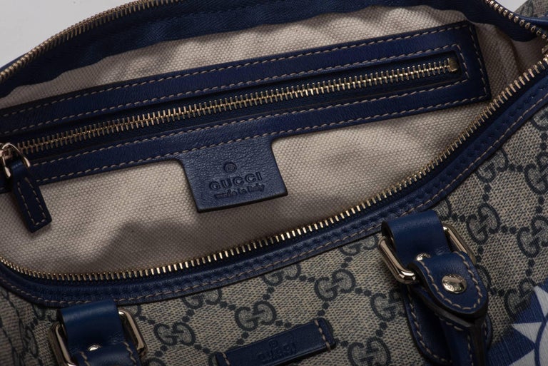 Gucci Limited Edition Guccissima Blue Boston Bag at 1stdibs
