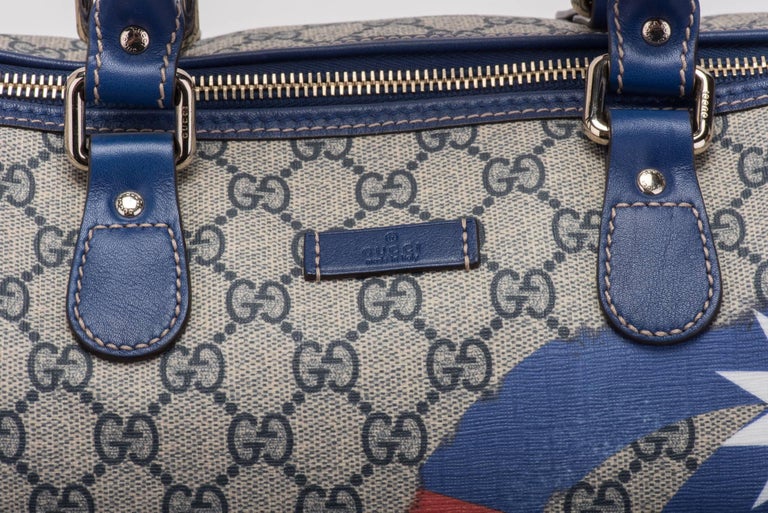 Gucci Limited Edition Guccissima Blue Boston Bag at 1stdibs