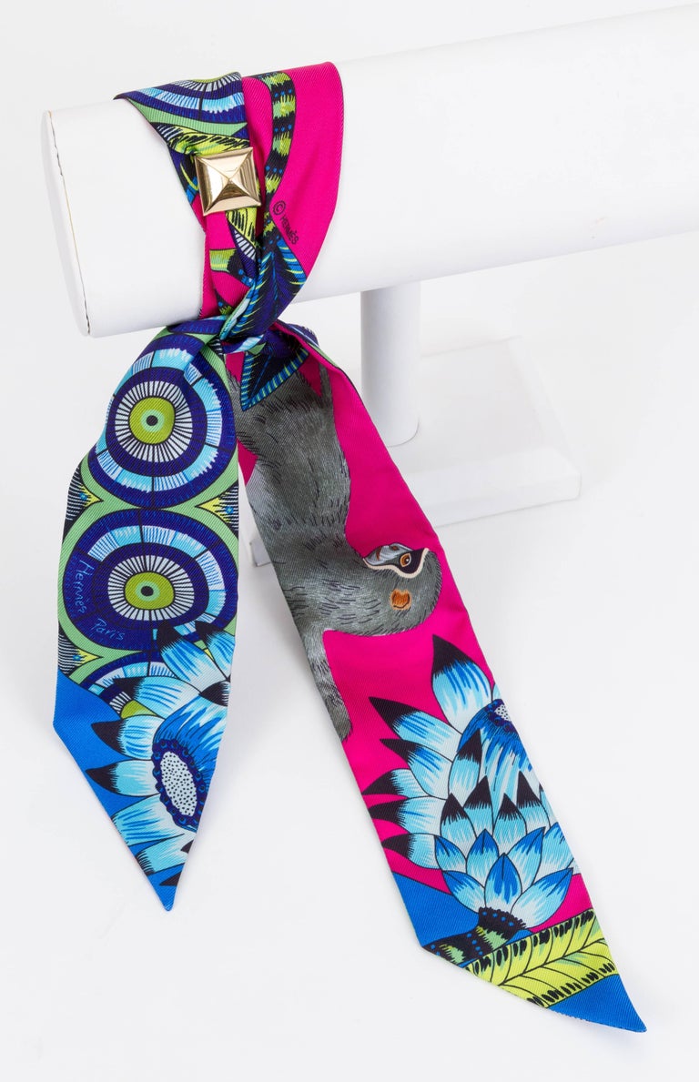 New in Box Hermes Multicolor Silk Twilly Scarf at 1stDibs