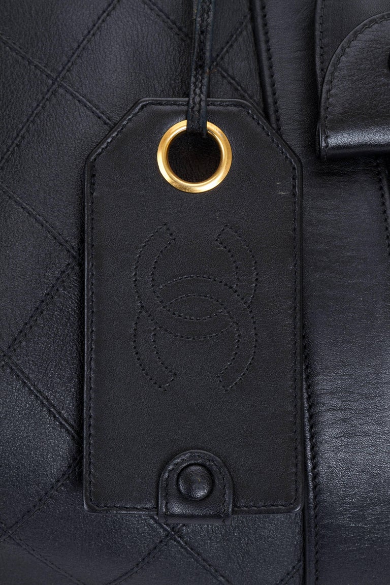 1990's Collectible Chanel Oversized Black Lambskin Keepall Travel Bag ...