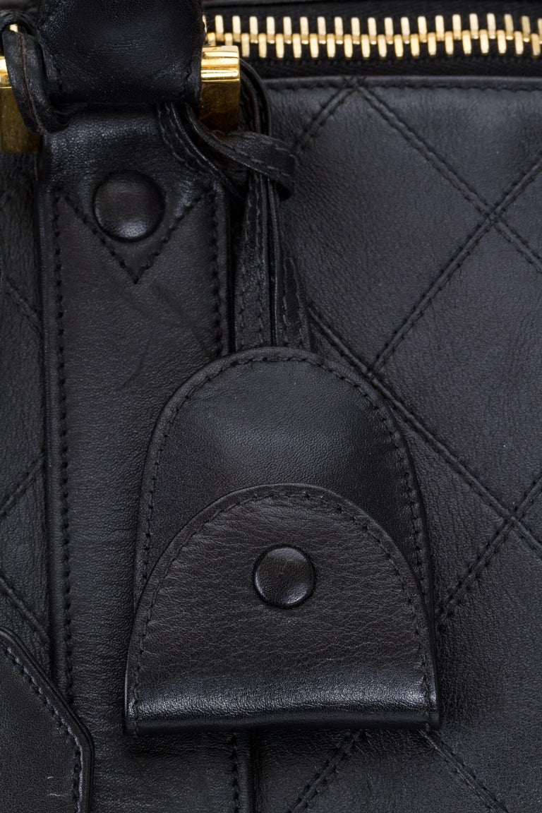 1990's Collectible Chanel Oversized Black Lambskin Keepall Travel Bag ...