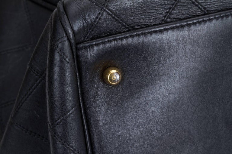 1990's Collectible Chanel Oversized Black Lambskin Keepall Travel Bag ...