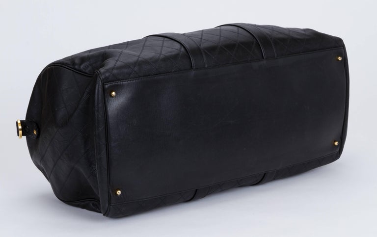 1990's Collectible Chanel Oversized Black Lambskin Keepall Travel Bag ...