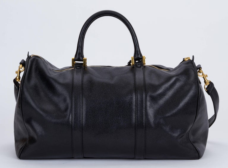 1990's Collectible Chanel Oversized Black Lambskin Keepall Travel Bag ...
