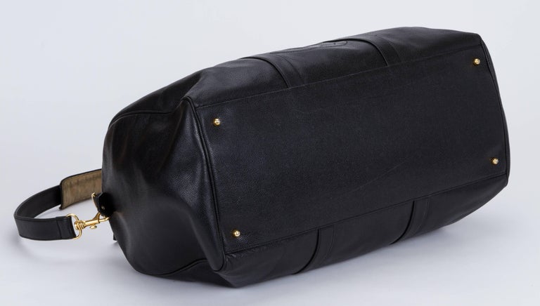 1990's Collectible Chanel Oversized Black Lambskin Keepall Travel Bag ...