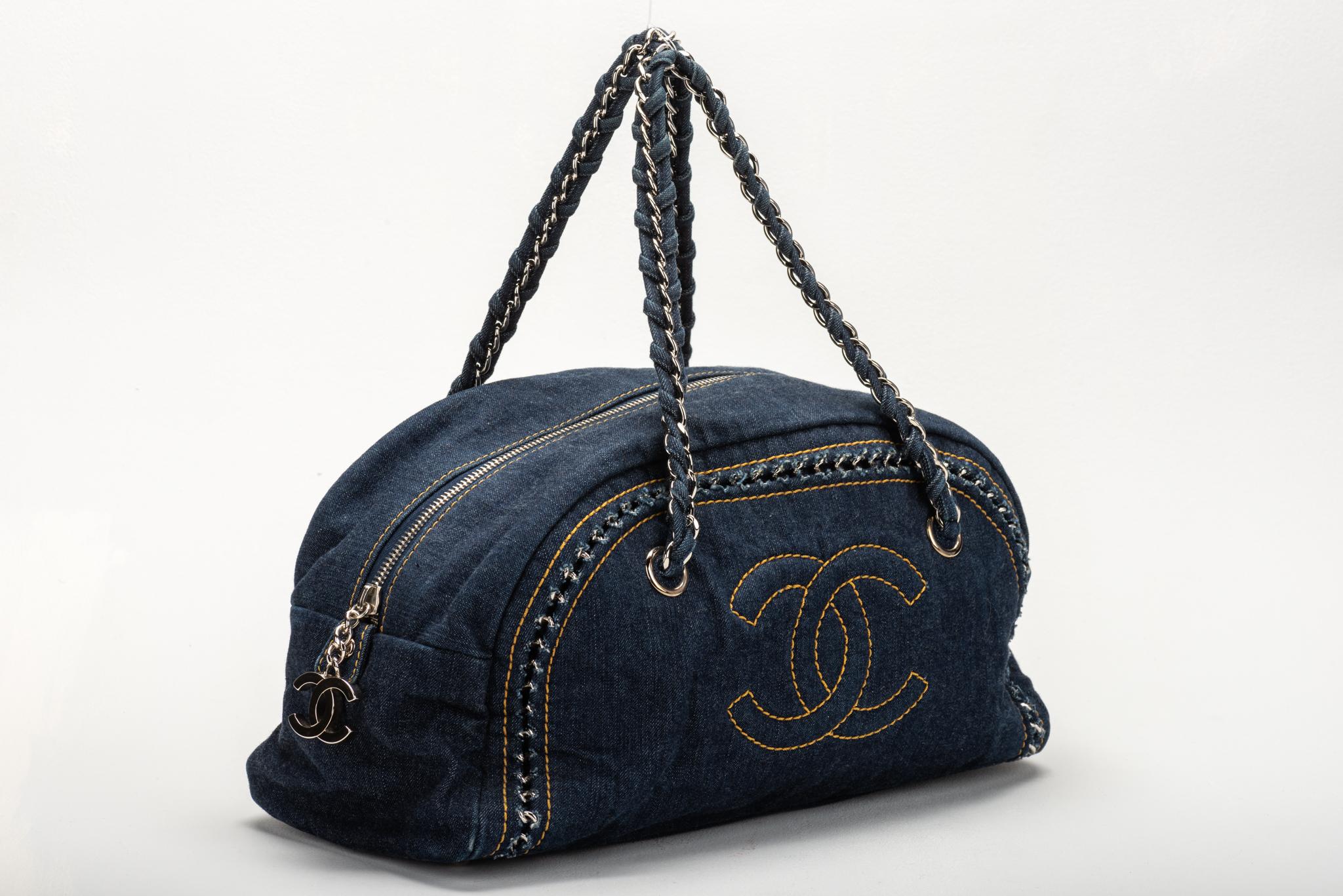 Chanel Denim Shoulder Bag With Chain at 1stDibs | chanel denim bag ...