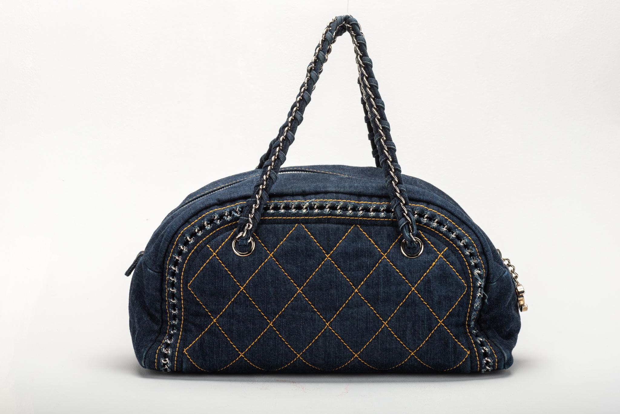 Chanel Denim Shoulder Bag With Chain at 1stDibs | chanel denim bag ...