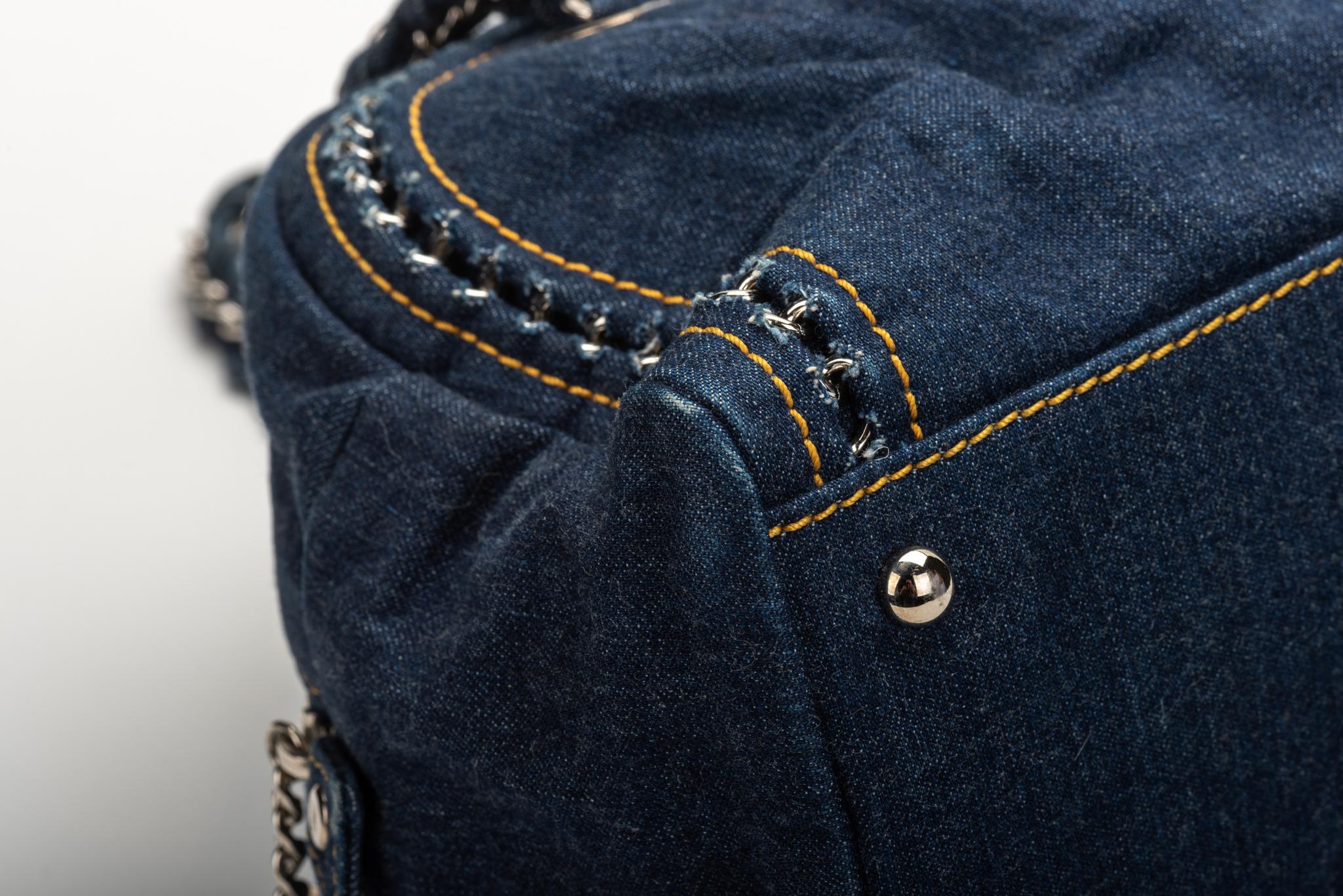 Chanel Denim Shoulder Bag With Chain at 1stDibs | chanel denim bag ...