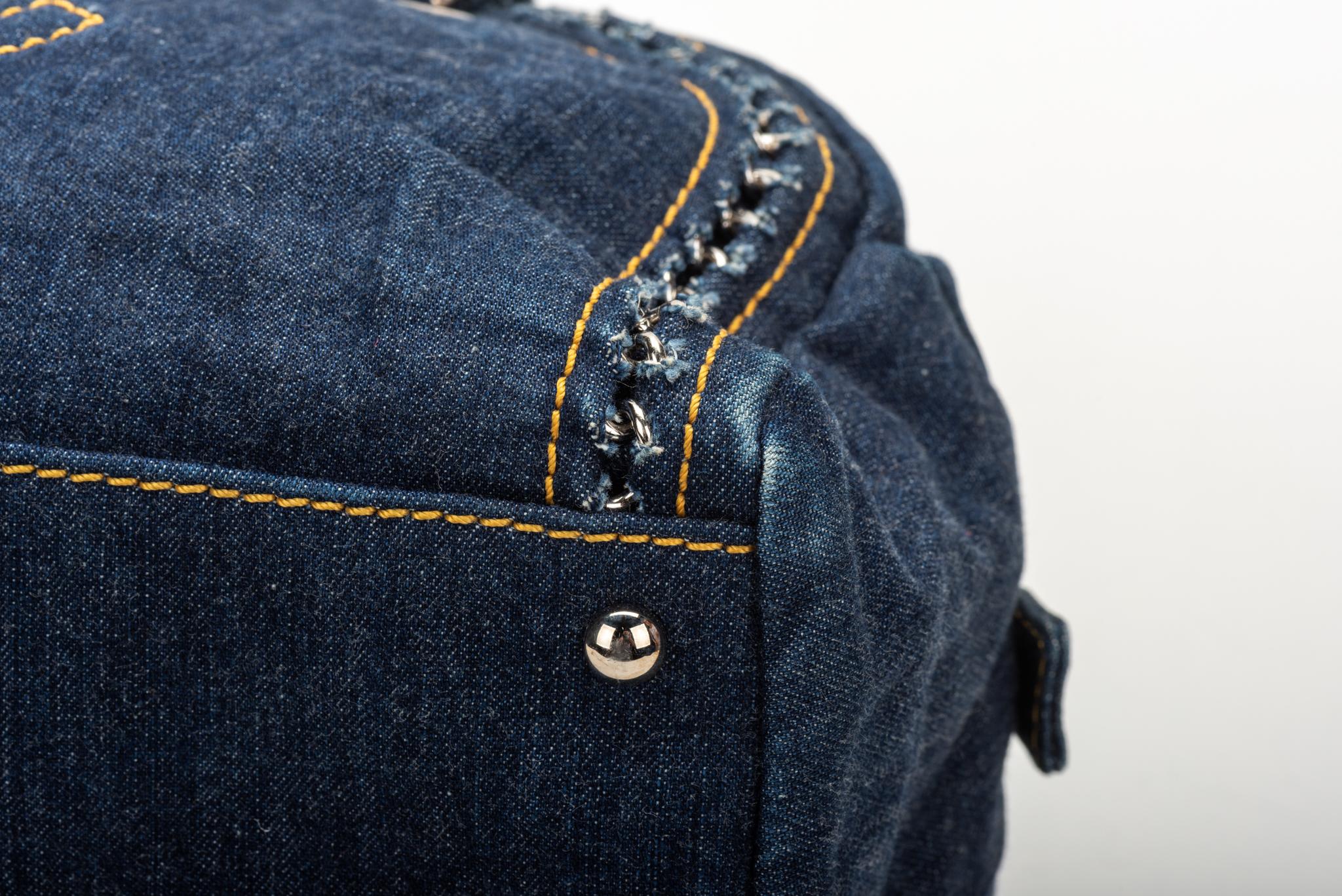 Chanel Denim Shoulder Bag With Chain at 1stDibs | chanel denim bag ...