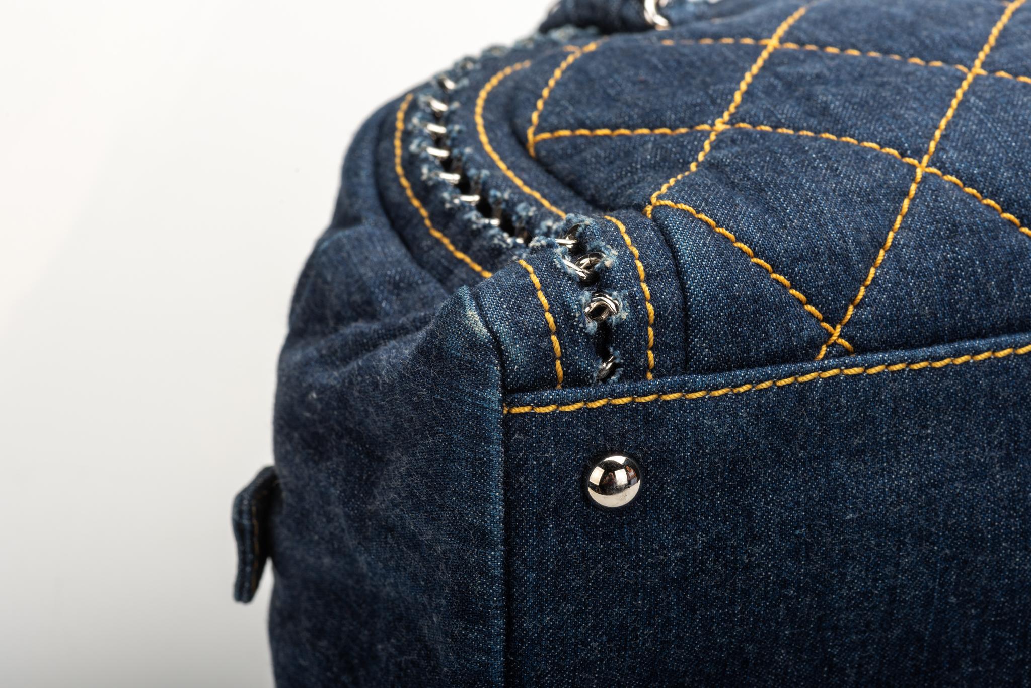 Chanel Denim Shoulder Bag With Chain at 1stDibs | chanel denim bag ...