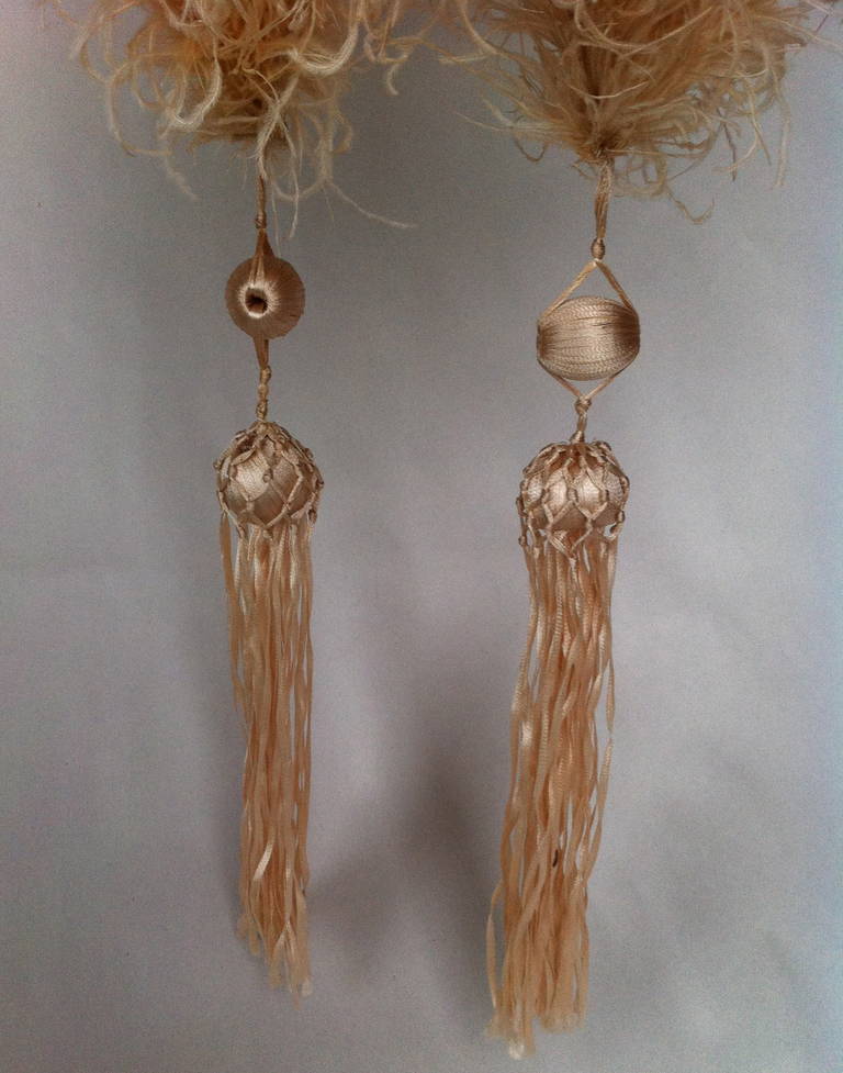 1900s Magnificent French peach ostrich feather and silk boa For Sale at ...