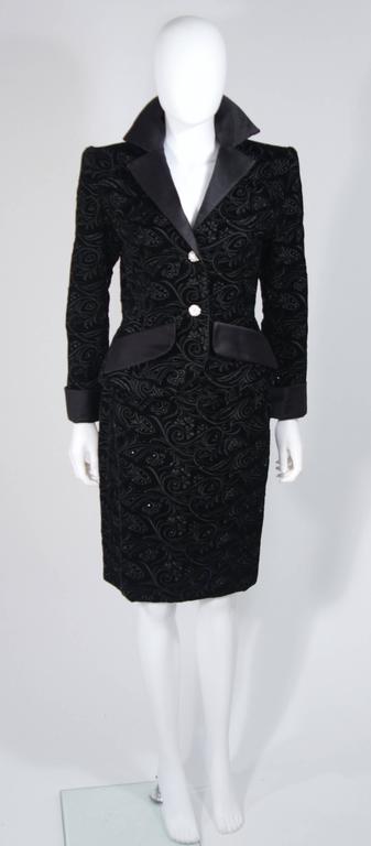GIVENCHY COUTURE 1980s Black Velvet Floral Embroidered Embellished Suit ...