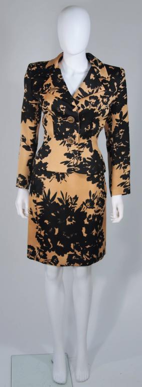 GIVENCHY Circa 1980s Apricot Brown and Black Floral Print Suit Size 6-8 ...