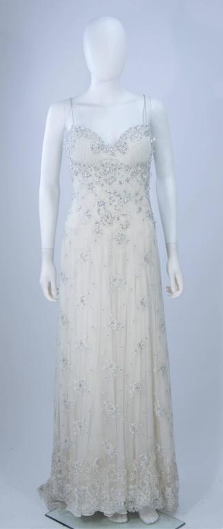 BARACCI HAUTE COUTURE Ivory Silk and Lace Embellished Gown with Wrap ...