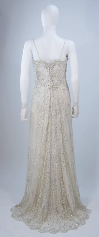 BARACCI HAUTE COUTURE Ivory Silk and Lace Embellished Gown with Wrap ...
