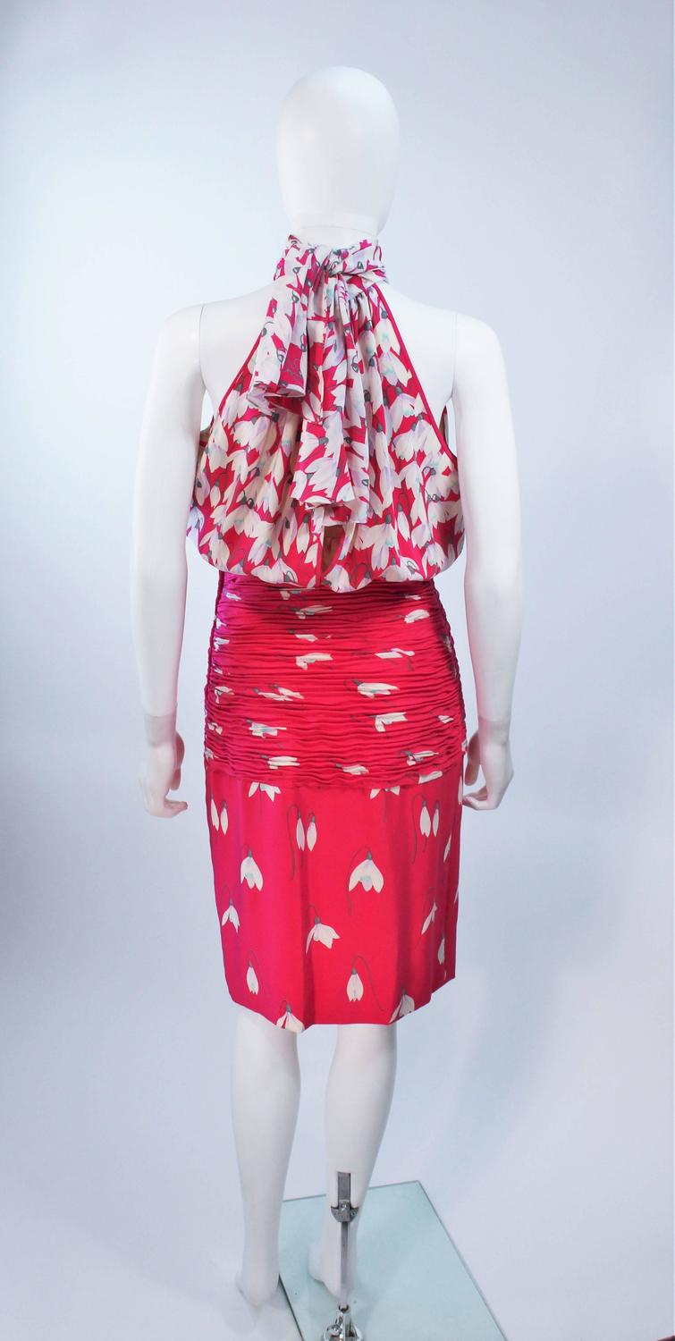 Valentino Pink And White Silk Cocktail Dress With Floral Pattern Size 4 0416