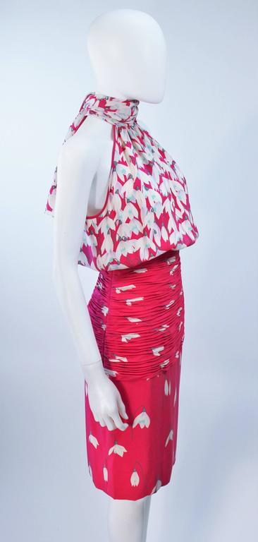 Valentino Pink And White Silk Cocktail Dress With Floral Pattern Size 4 5561